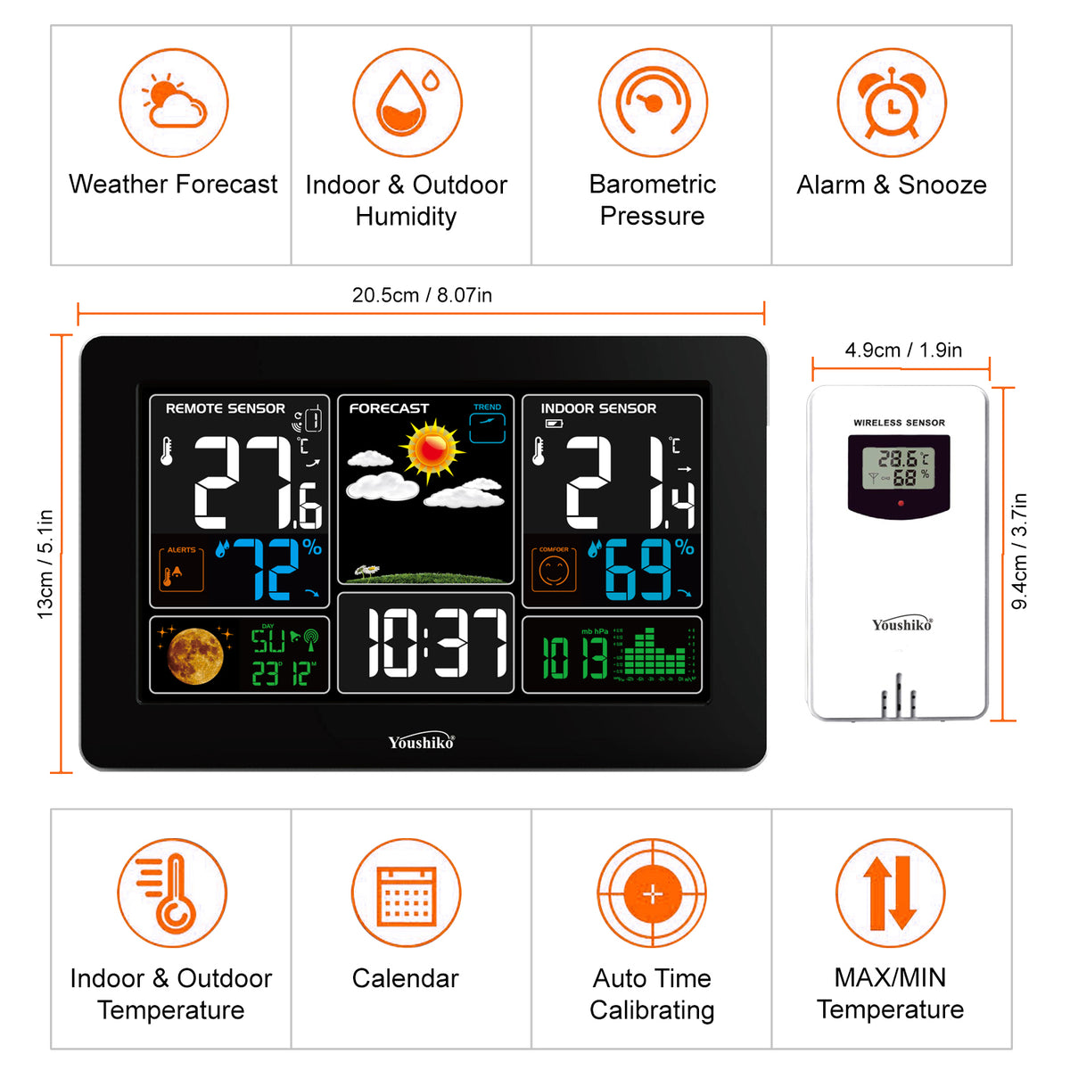 Weather Station with out door sensor Radio Controlled Clock ( Official ... Weather Station with out door sensor Radio Controlled Clock ( Official ...