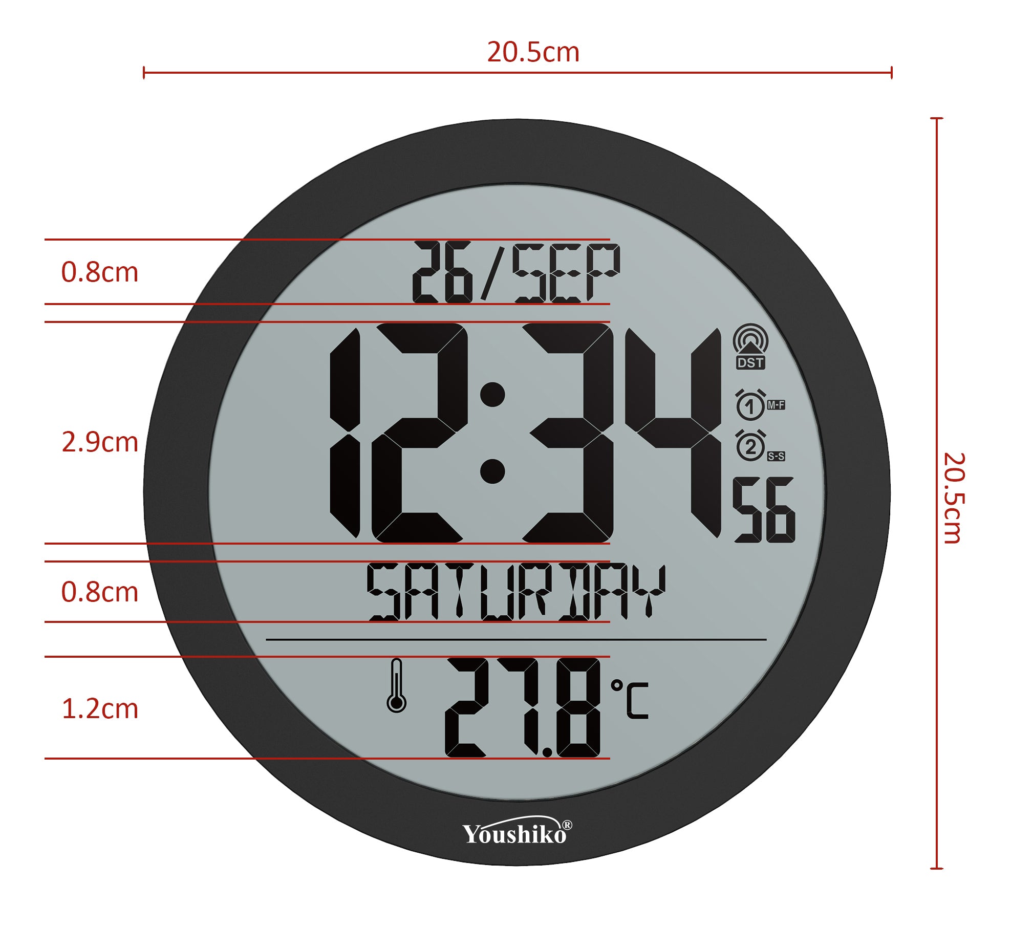 Youshiko Jumbo Large Radio Controlled Wall Clock (UK & Ireland Version