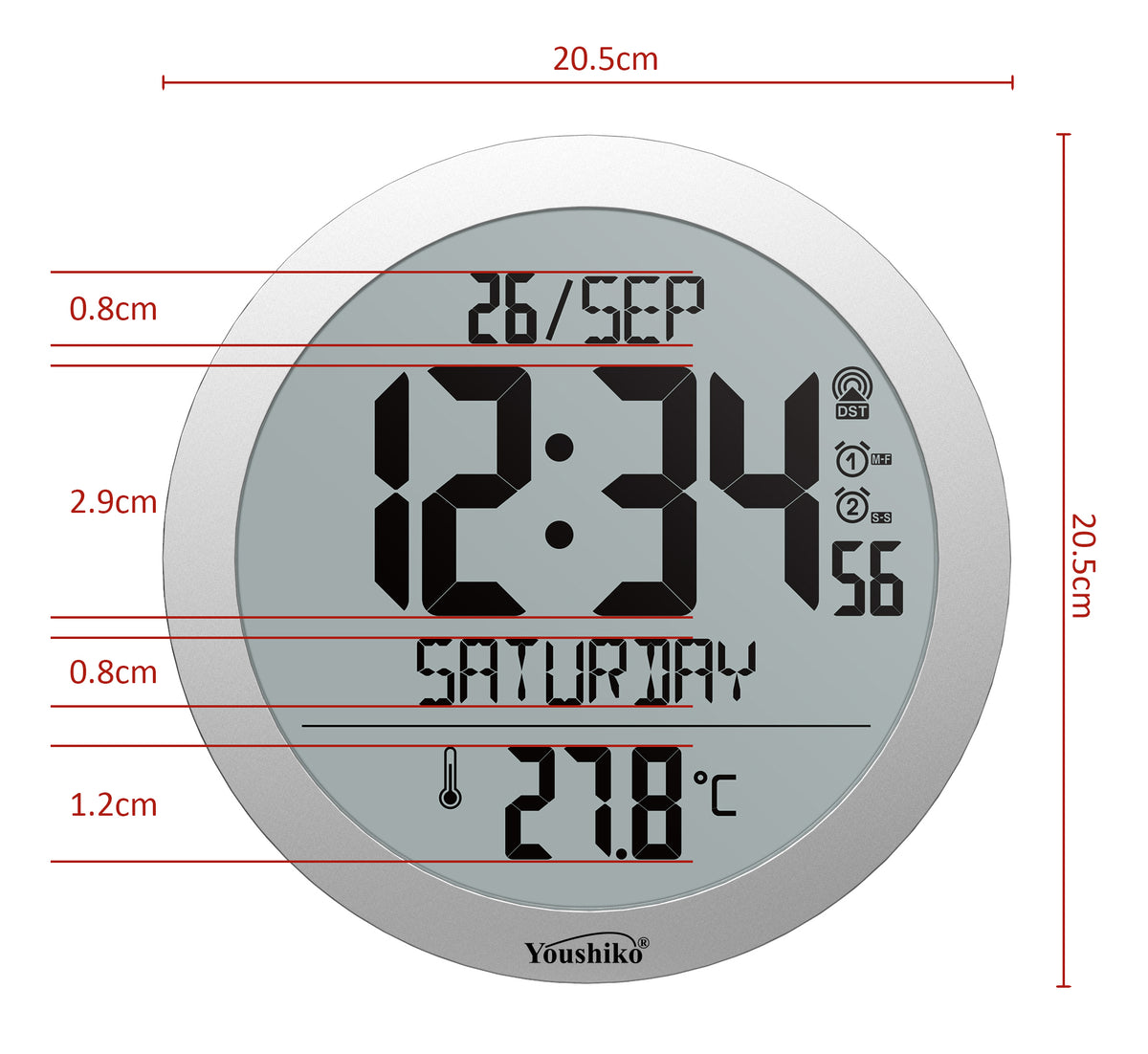 Youshiko Jumbo Large Radio Controlled Wall Clock (UK & Ireland Version